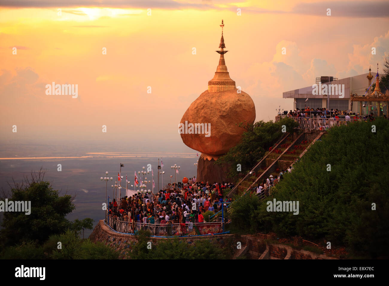 Kyaiktiyo Pagoda also called golden rock in Myanmar , Burma Stock Photo ...