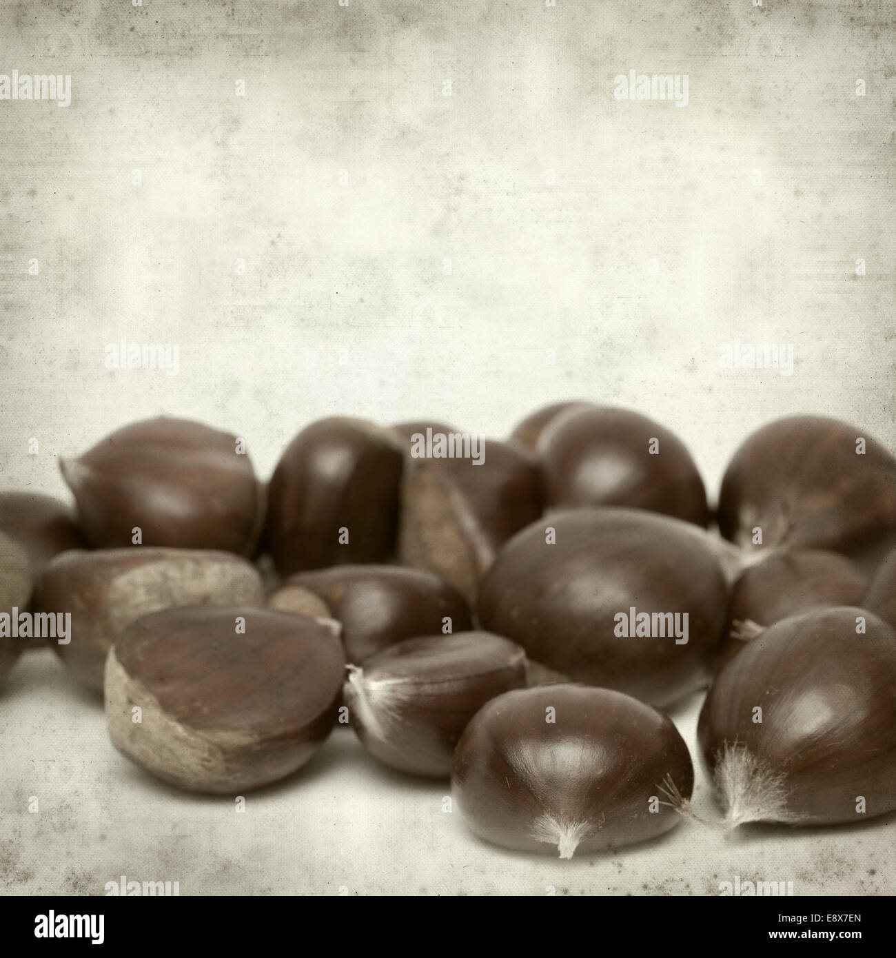 textured old paper background with sweet chestnut Stock Photo - Alamy