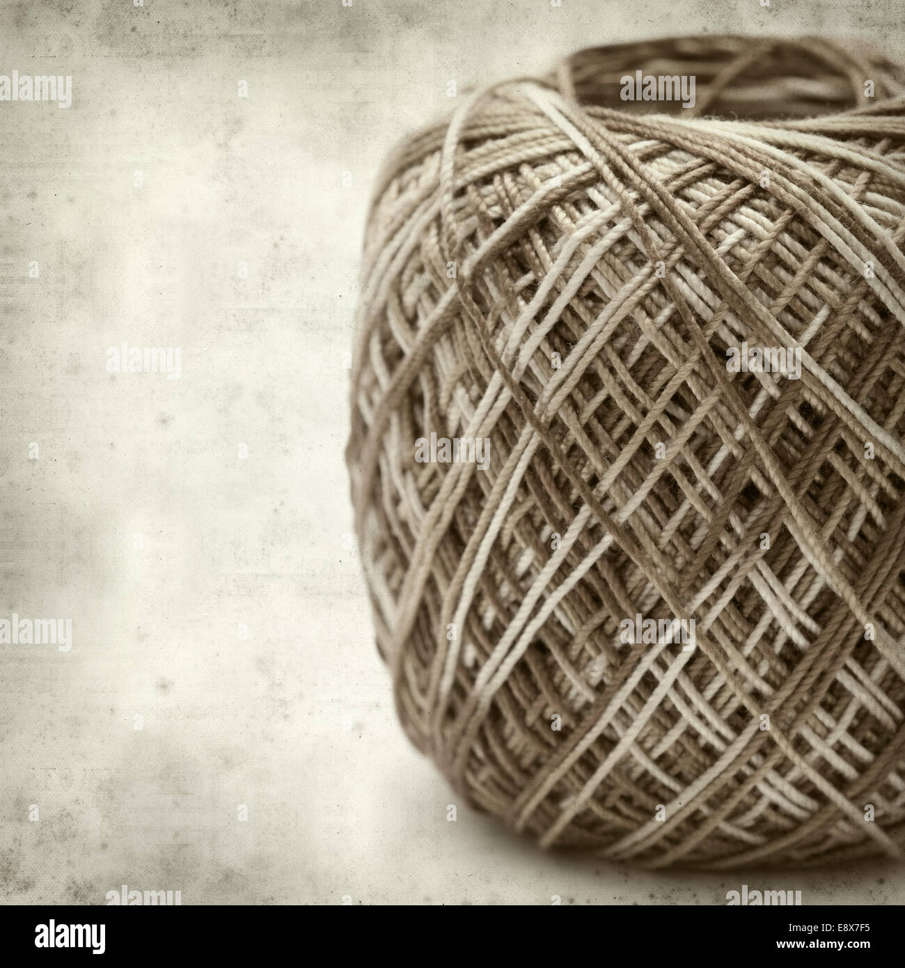 textured old paper background with mercerised cotton crochet yarn Stock ...