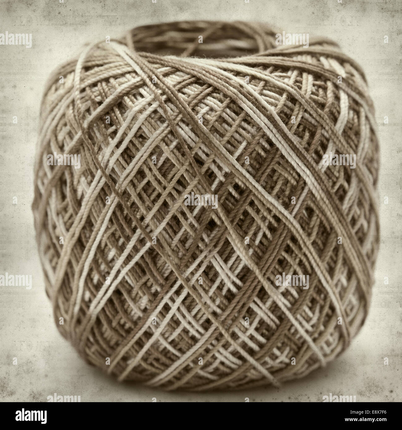 textured old paper background with mercerised cotton crochet yarn Stock ...