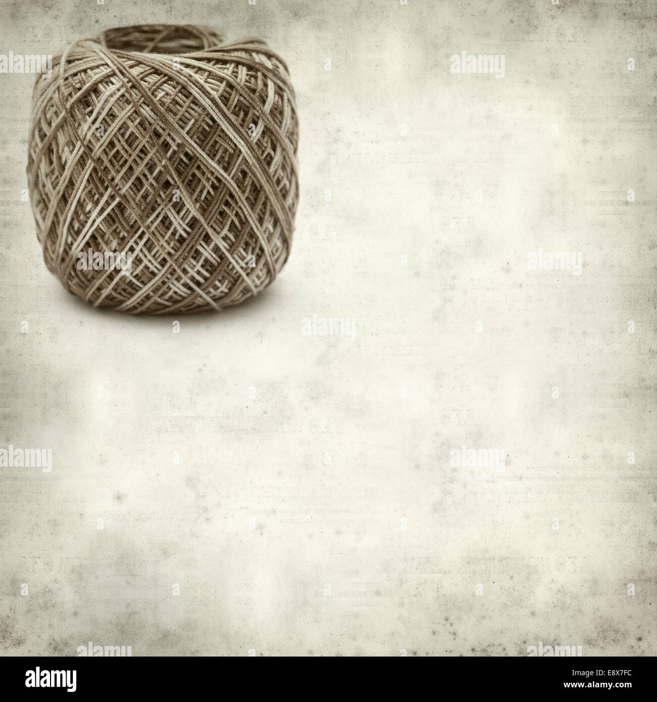 textured old paper background with mercerised cotton crochet yarn Stock ...