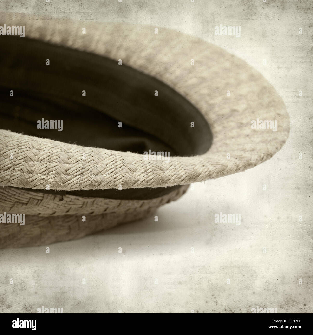 textured old paper background with old broken panama straw hat Stock ...