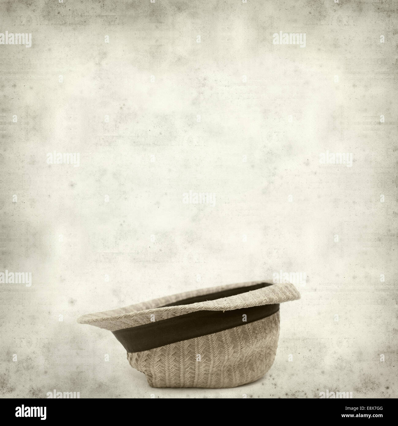 textured old paper background with old broken panama straw hat Stock ...