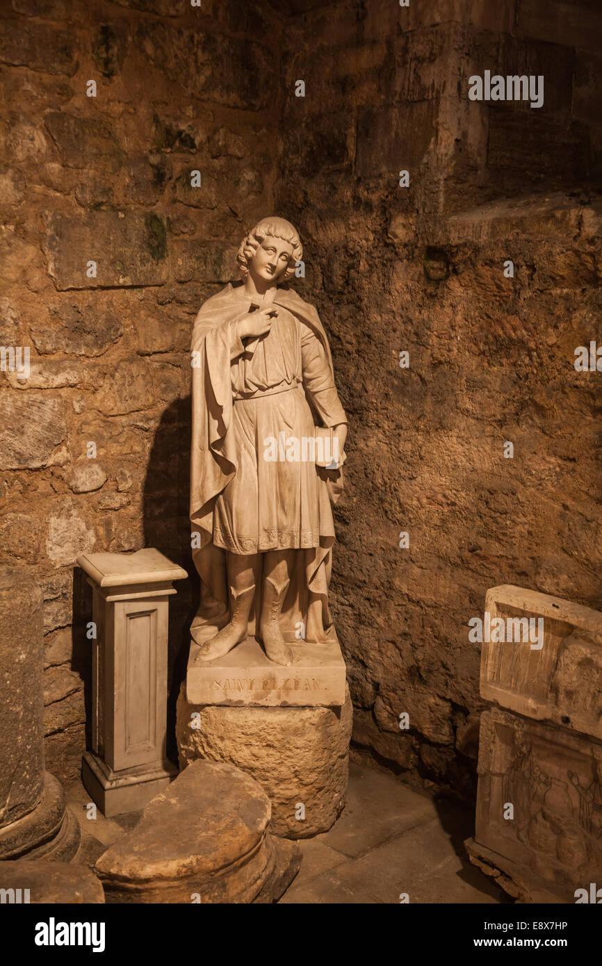 Statue of Saint Elzear in the crypt of the Abbey of Saint Victor ...