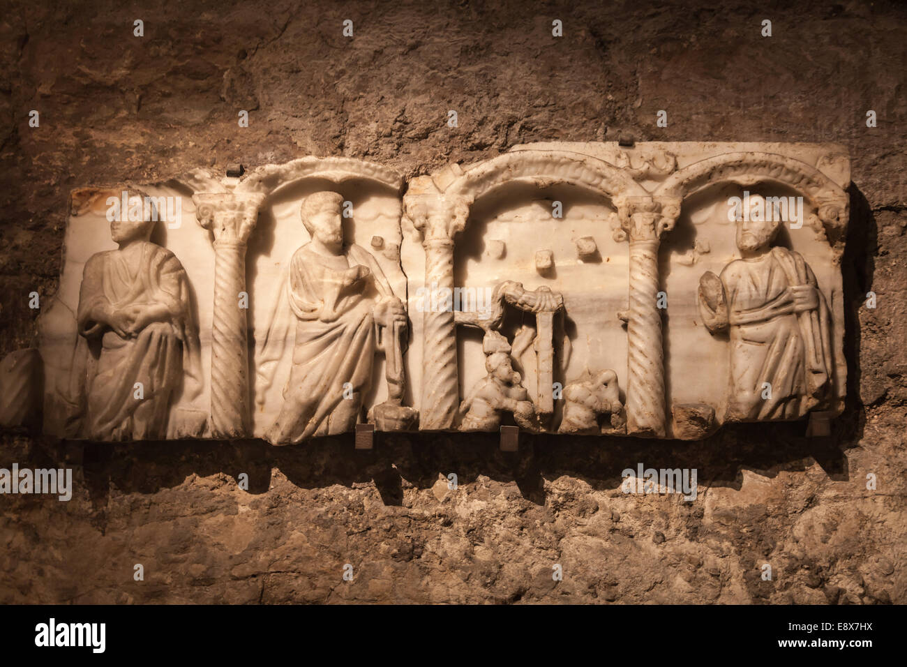 Example of an early marble sculpture in the crypt of the Abbey of Saint ...