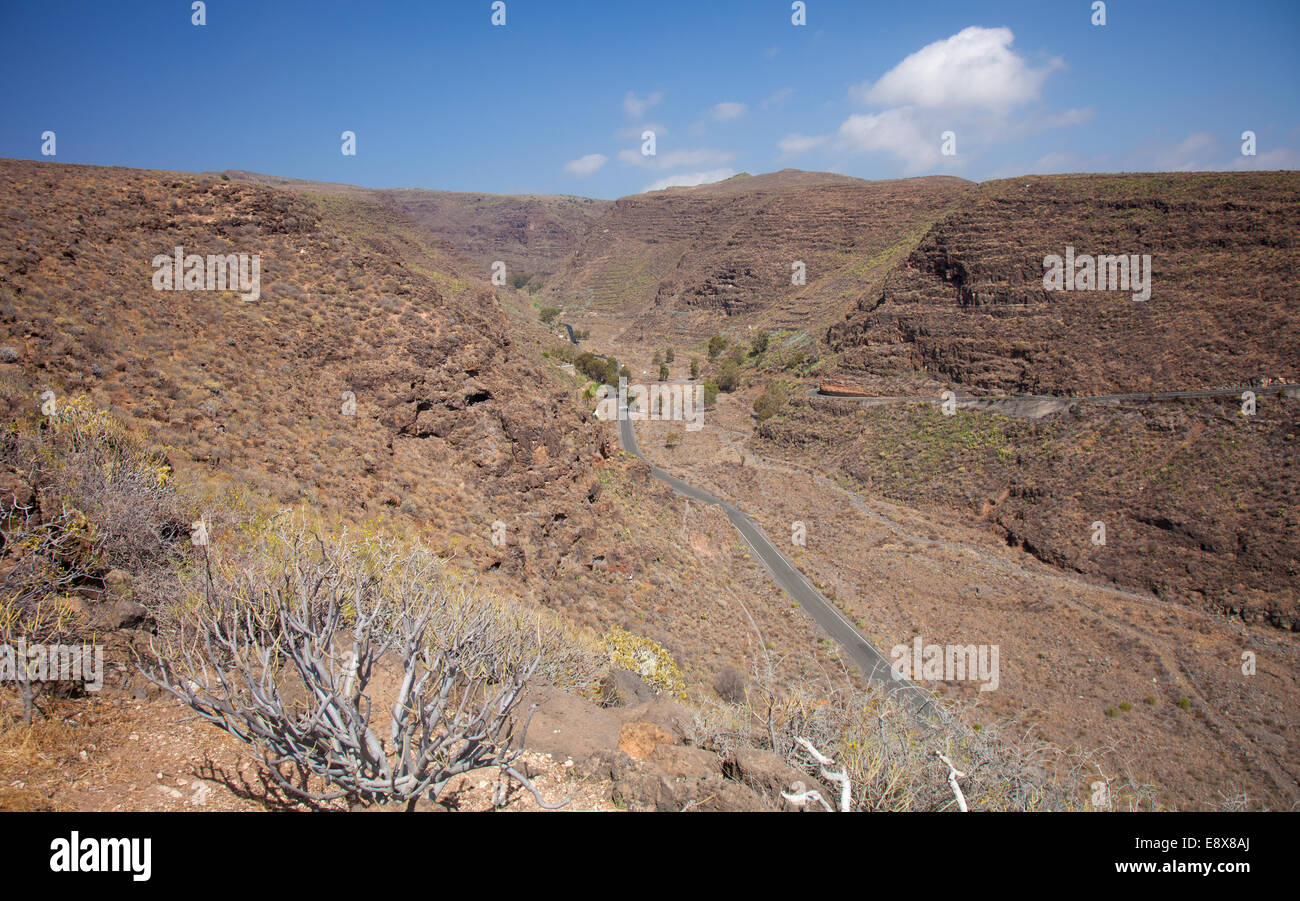 Barranco de Guayadeque Ravine, Gran Canaria, sight of archeological and ...