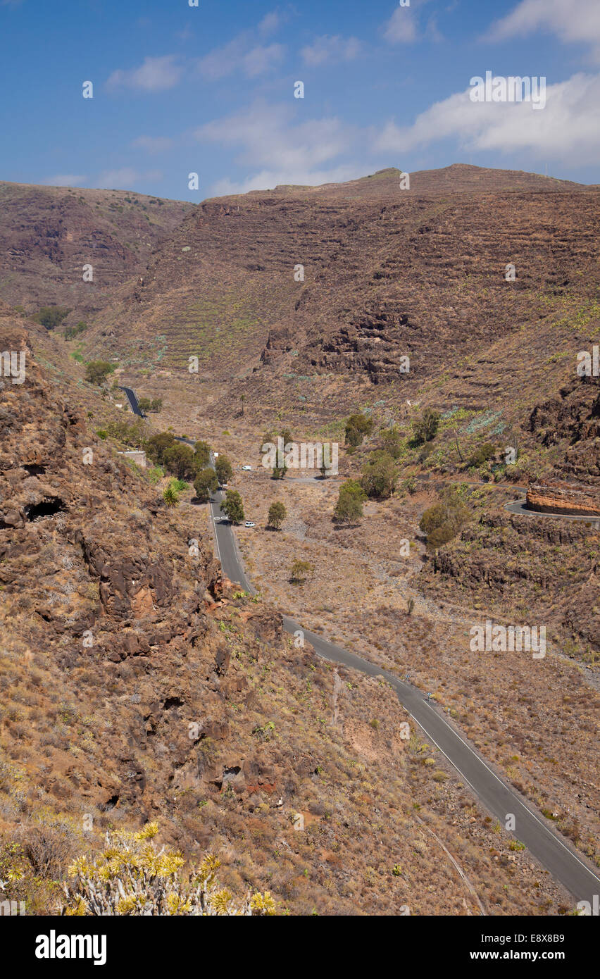Barranco de Guayadeque Ravine, Gran Canaria, sight of archeological and ...