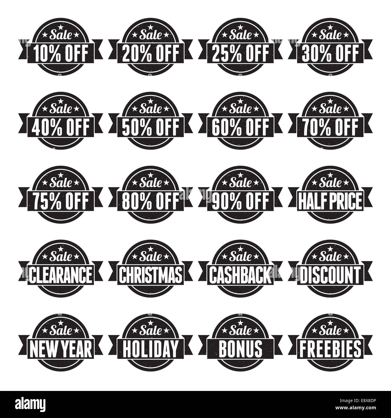 Vector illustration of grunge discount sale stamp design element set ...