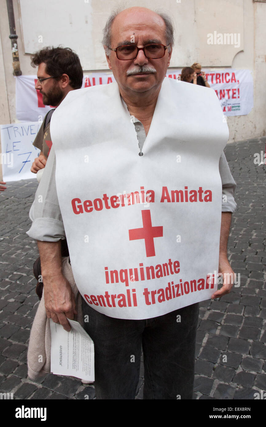 Rome, Italy. 15th October, 2014. Demonstrator outside the headquarters ...