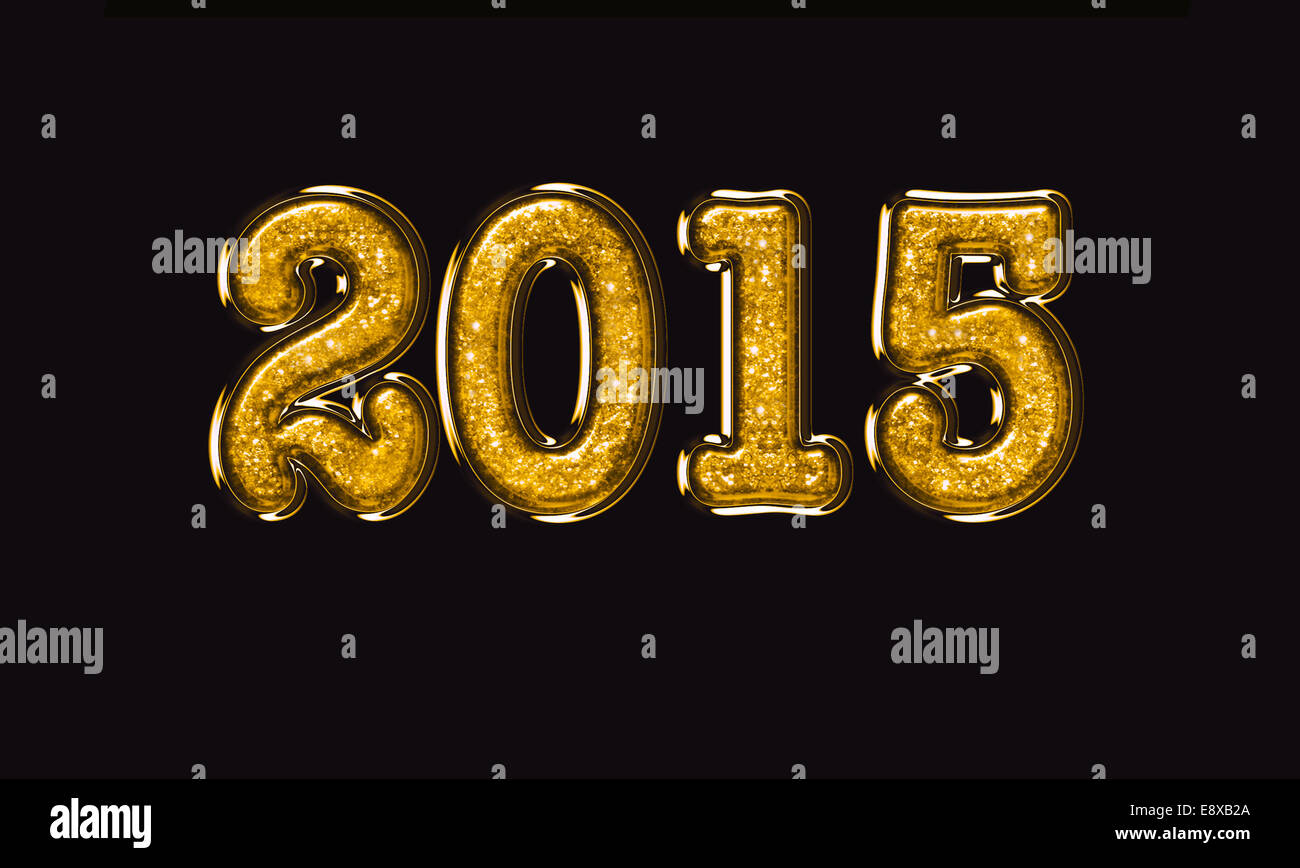 2015 in gold letters on a black background Stock Photo - Alamy