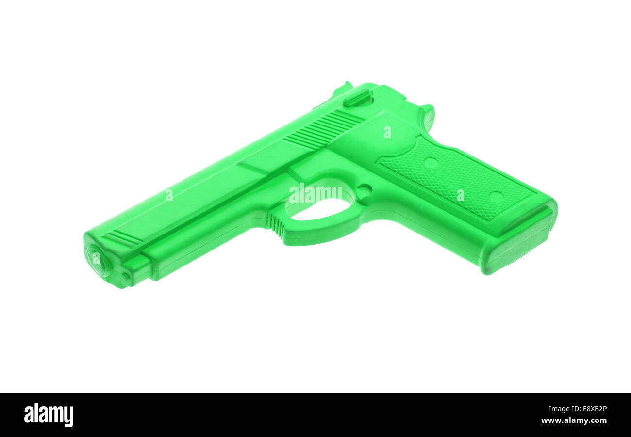 Green training gun isolated on white, law enforcement Stock Photo - Alamy