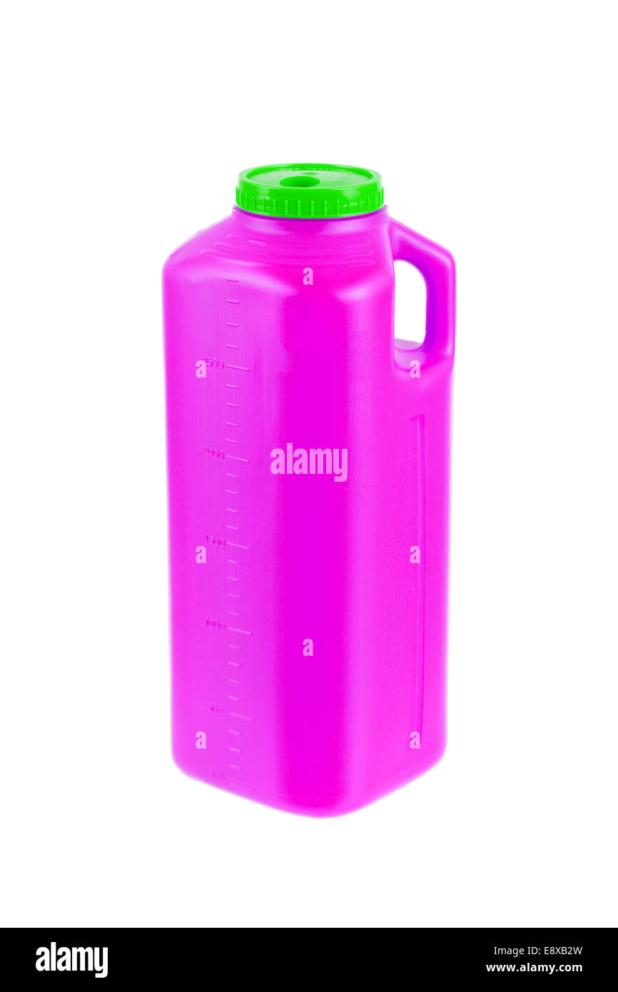 Large plastic container for urine samples isolated over white ...