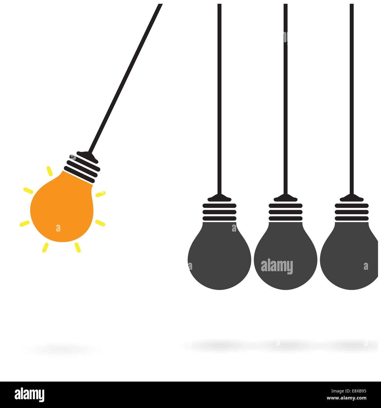 Newton's cradle concept on background,creative light bulb Idea concept ...