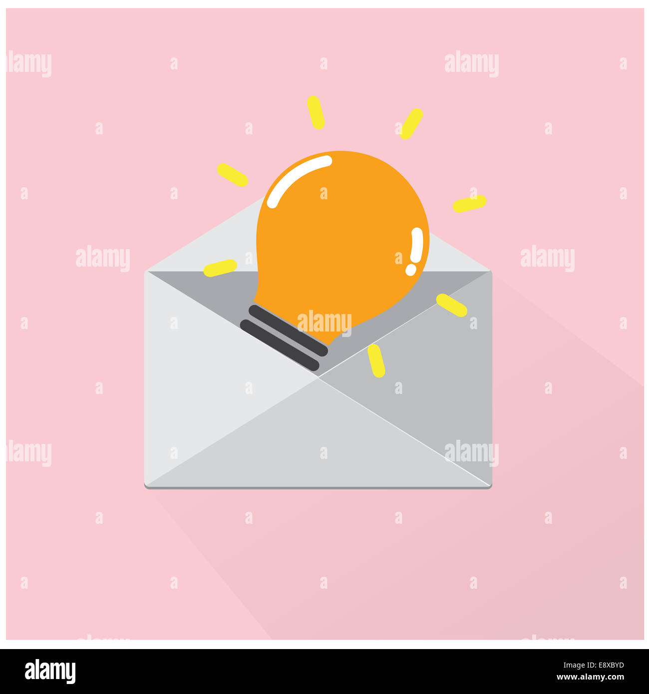 Creative light bulb Idea concept with grey letter envelope on ...