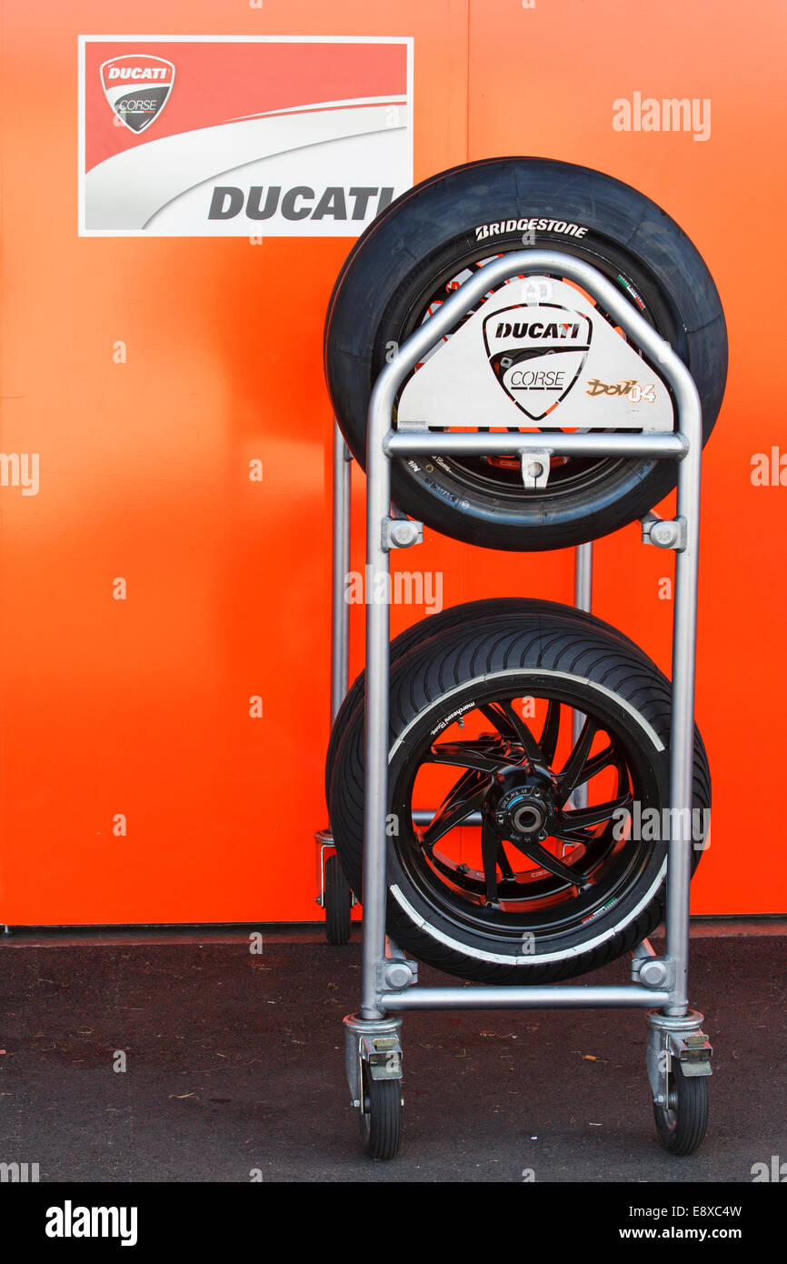 Phillip Island, Australia. Thursday, 16 October, 2014. A tyre rack ...