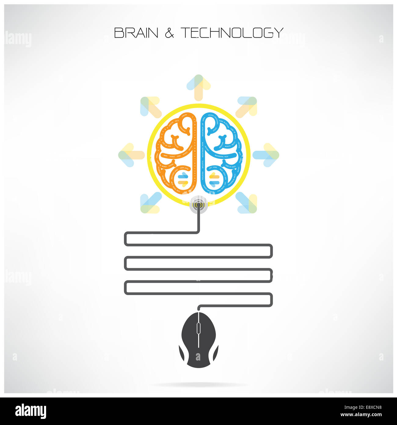 Creative brain symbol with computer mouse sign on background,design for ...