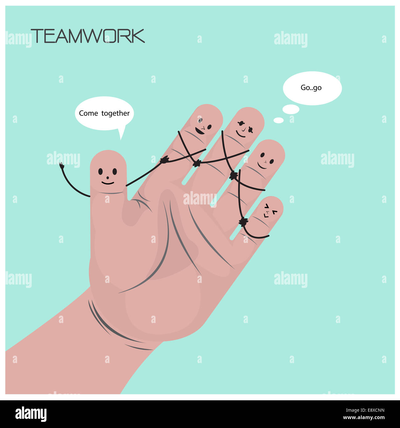 Cartoon Teamwork Hands