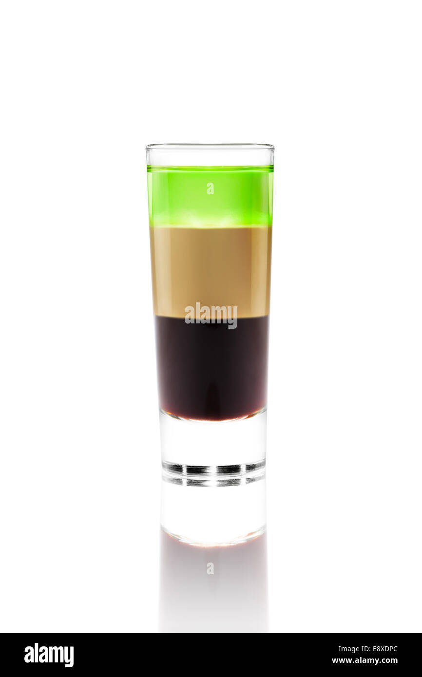 three-layer and tricolor shot of an alcoholic drink Stock Photo - Alamy
