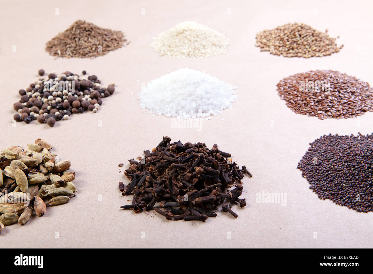 Large spice selection, isolated over paper background Stock Photo - Alamy