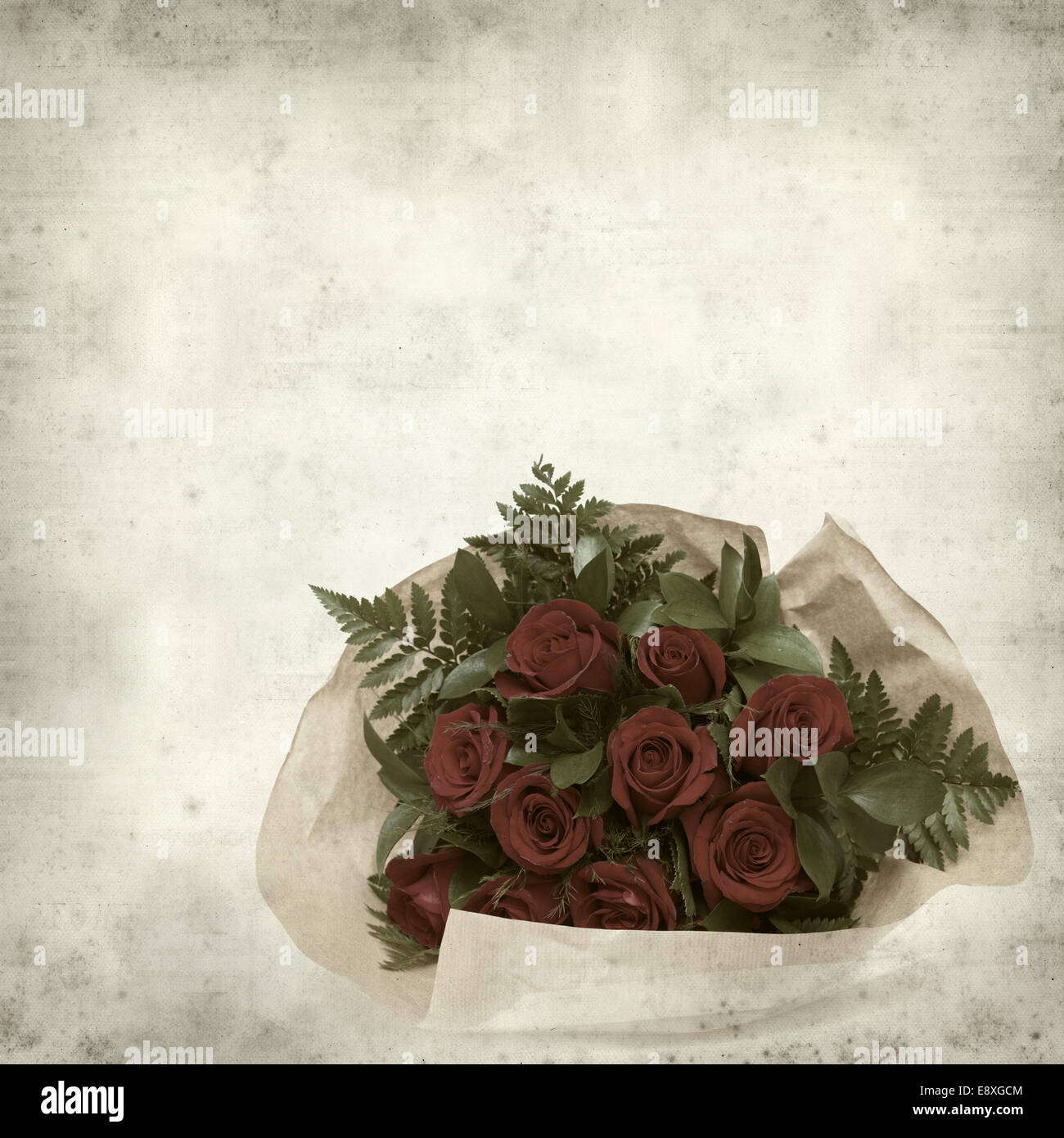 textured old paper background with red rose Stock Photo - Alamy