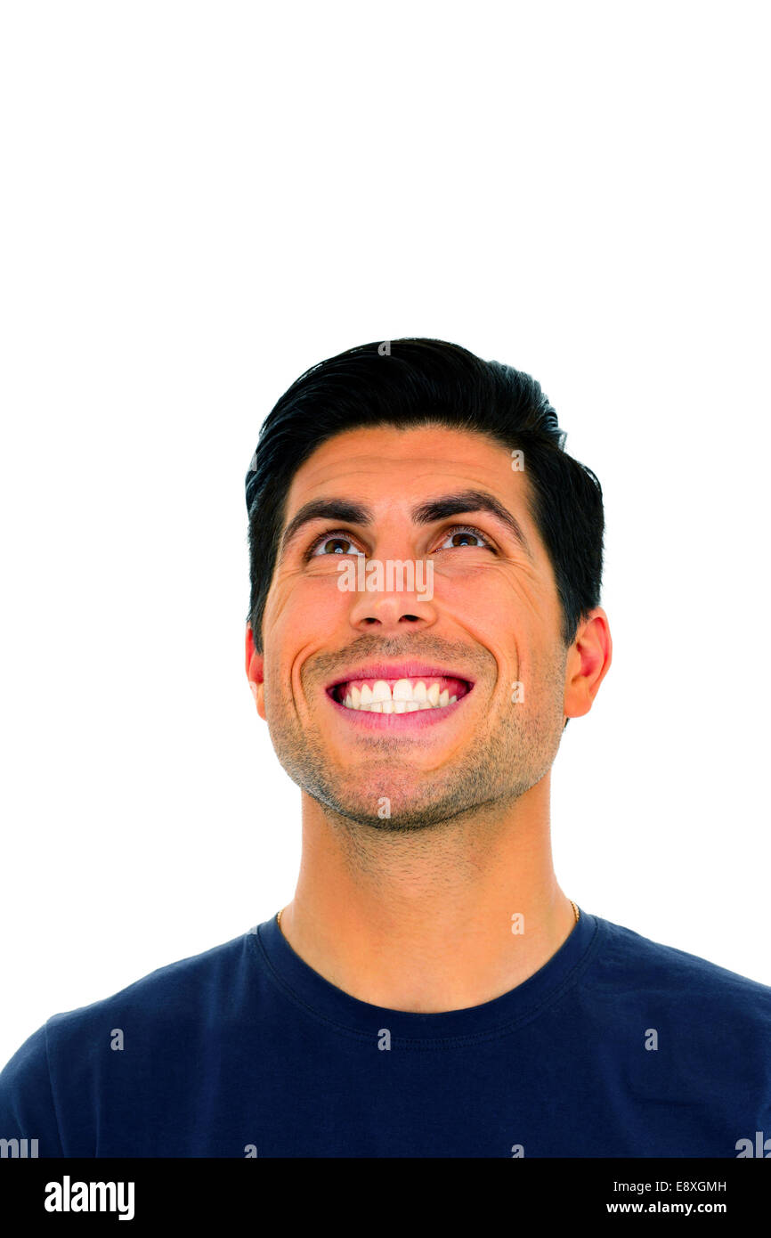 Closeup portrait of a cheerful man looking up Stock Photo - Alamy