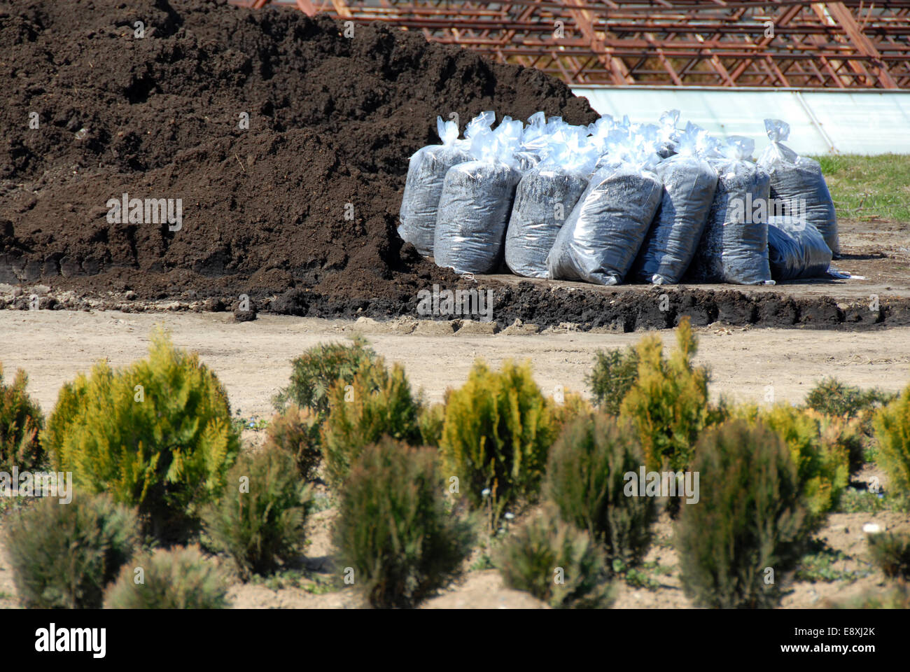 Humus in sacks Stock Photo - Alamy