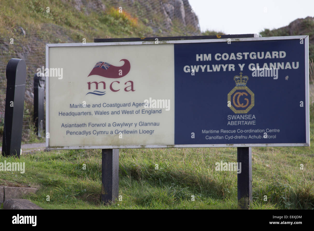 HM Coastguard Swansea sign at the maritime and coastguard agency ...