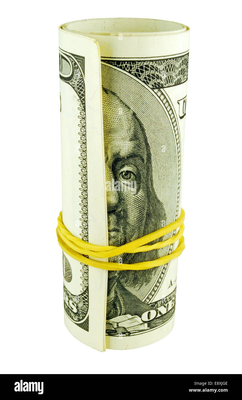 One hundred dollar bill roll Stock Photo - Alamy