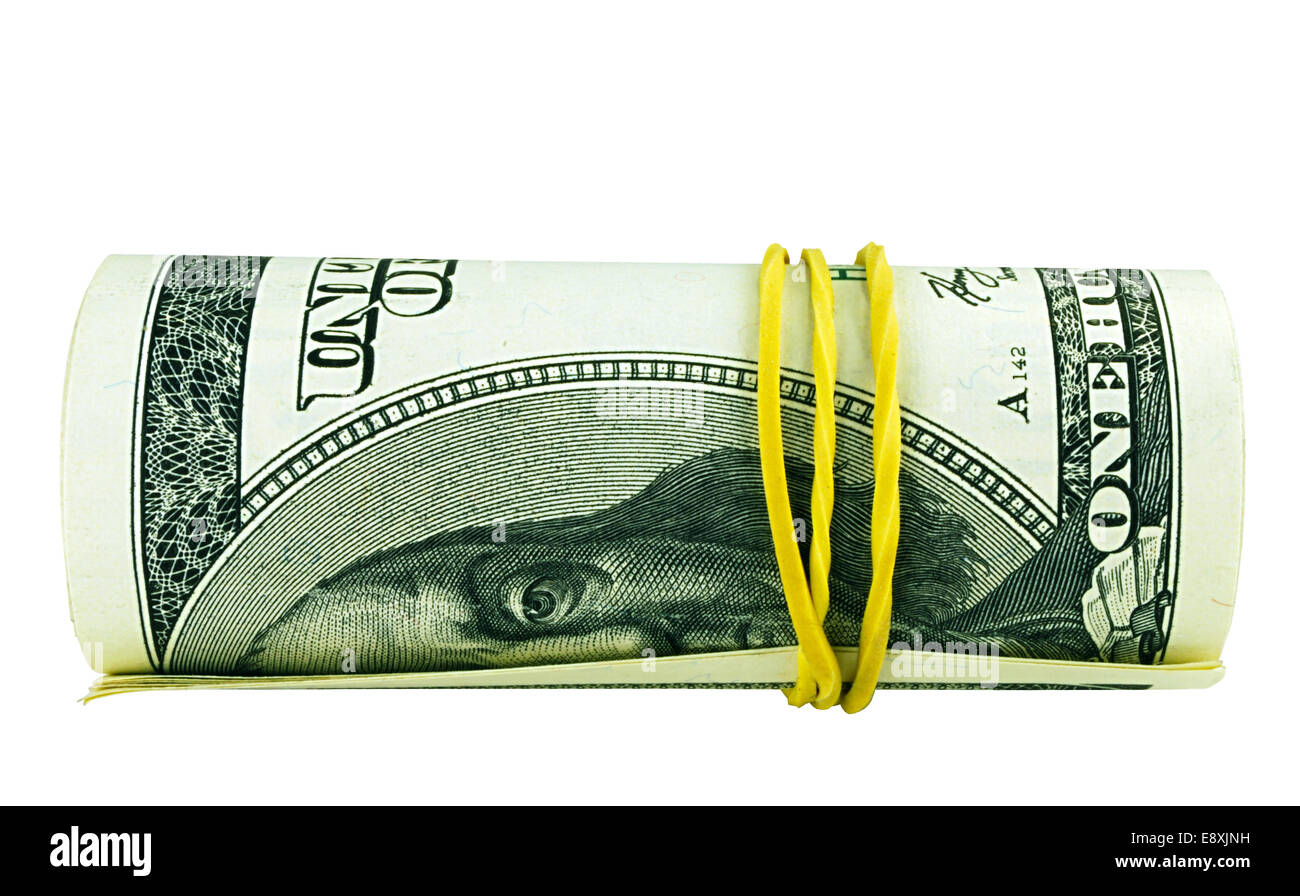 One hundred dollar bill roll Stock Photo - Alamy