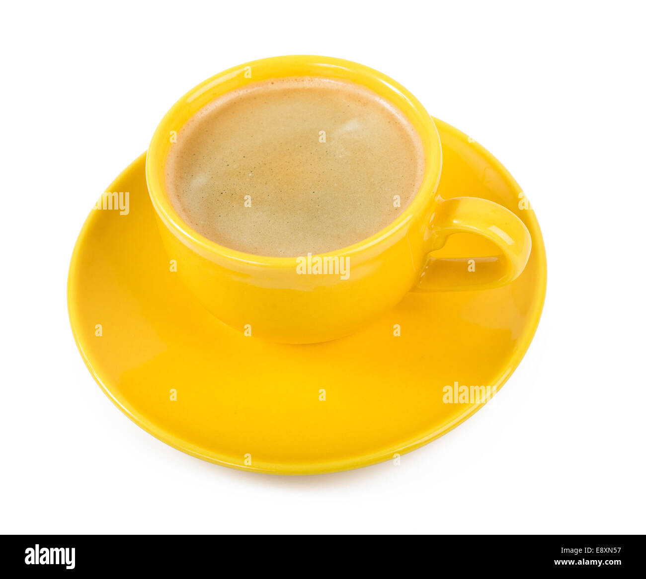 Coffee in an yellow cup Stock Photo - Alamy