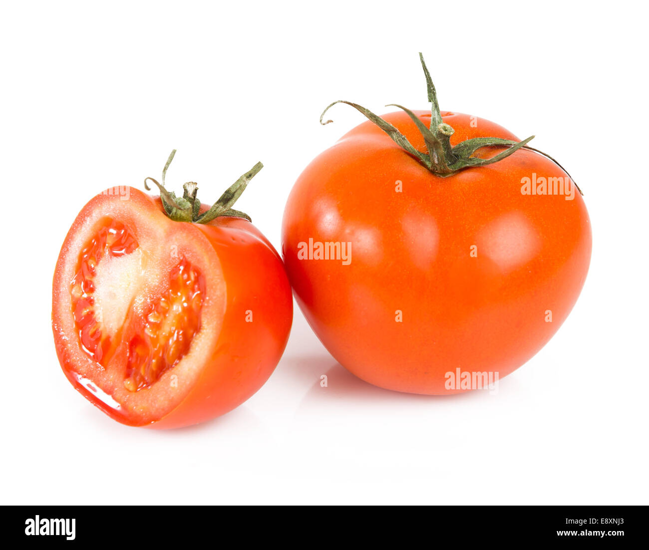 red tomato vegetable with cut isolated on white background Stock Photo ...
