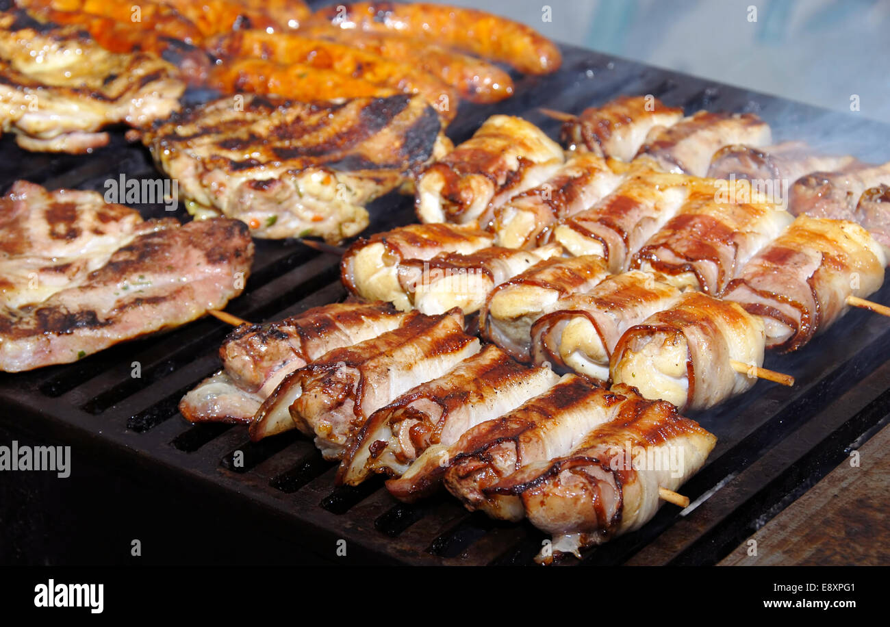 Meat on grill Stock Photo - Alamy