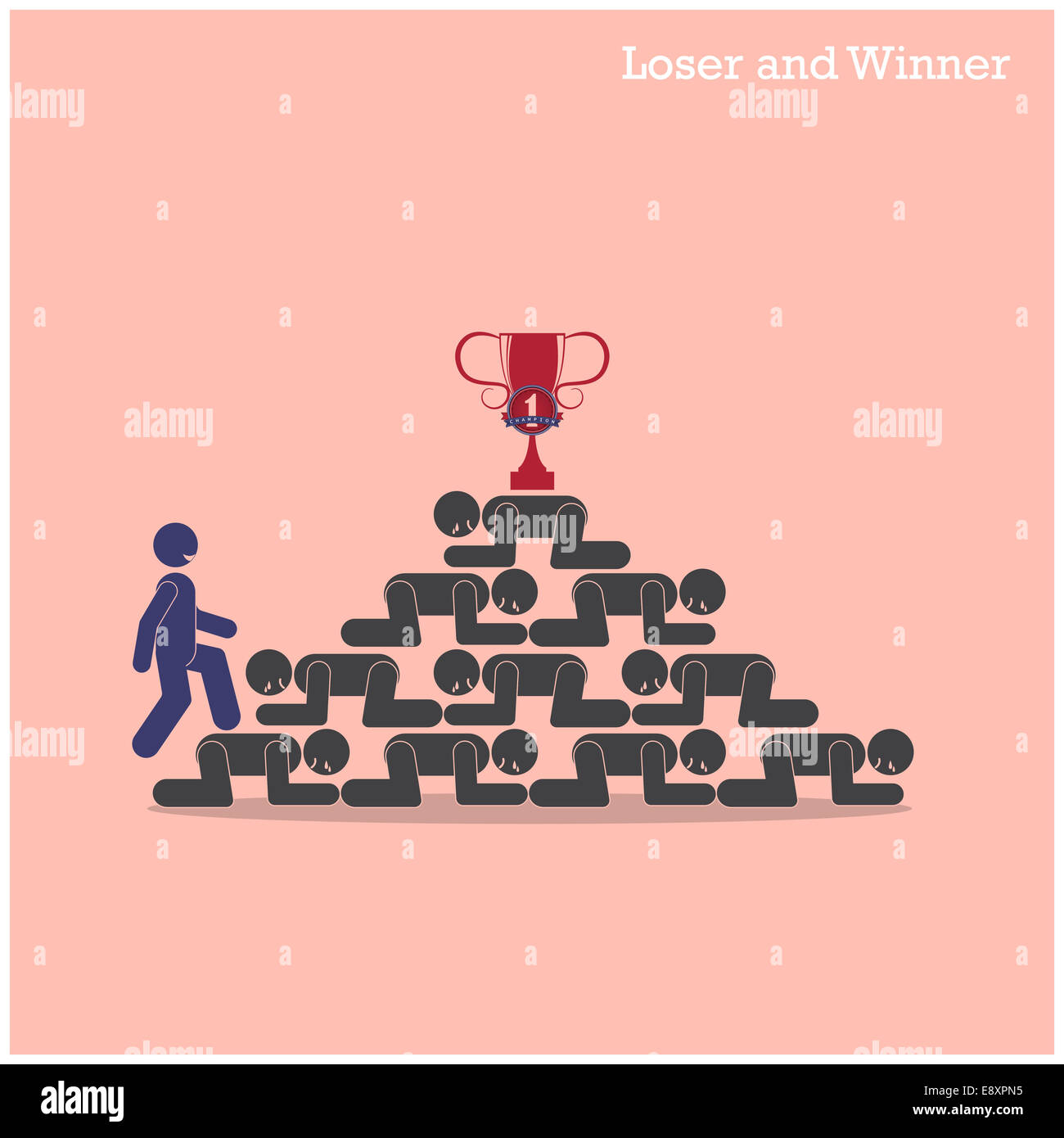 Winner walk over stairs of loser concept. Competition concept, business ...