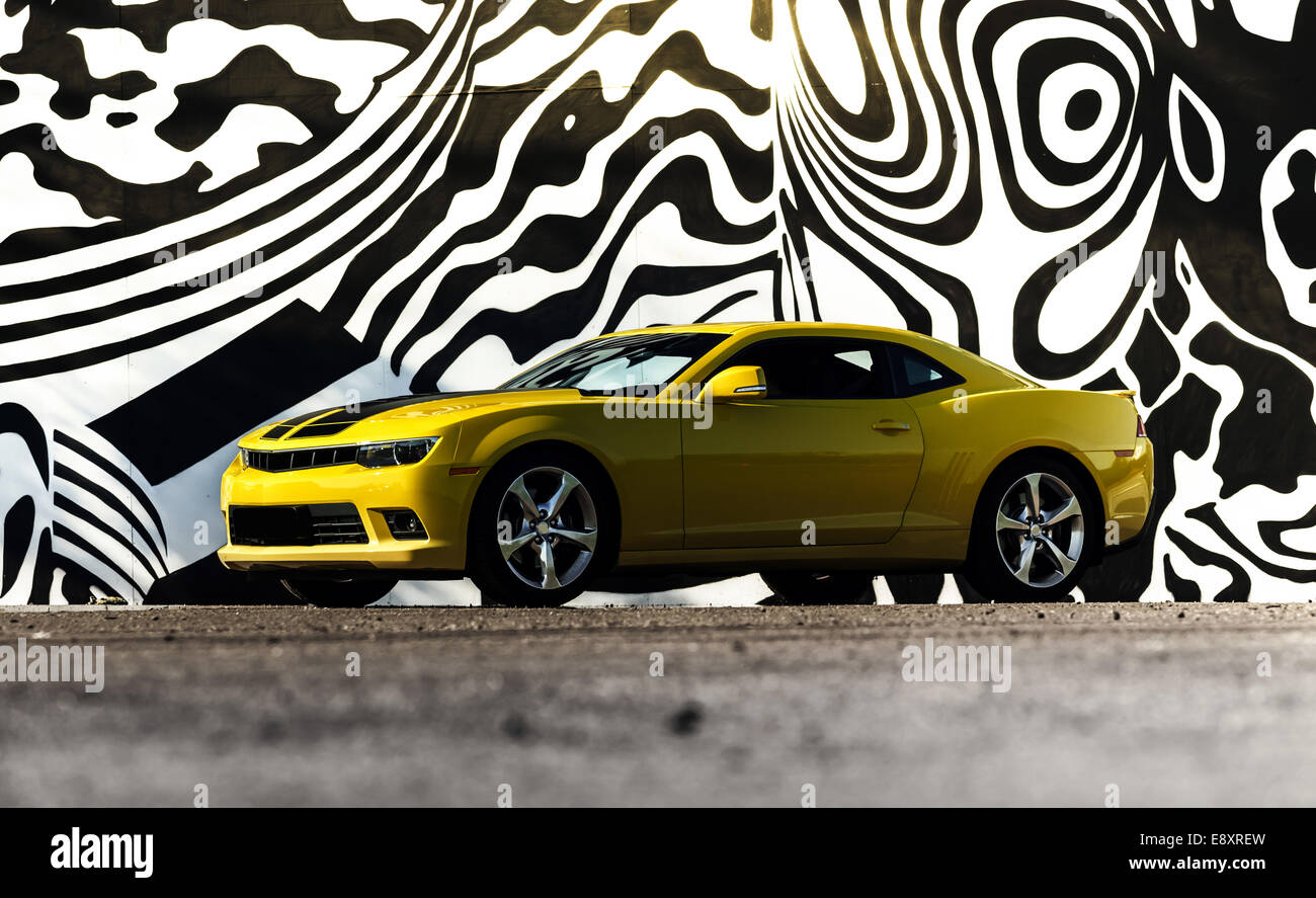 Luxury sport yellow car. Speed and modern style Stock Photo - Alamy