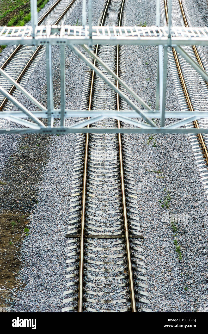 Railway road over-view, way lines in the city Stock Photo - Alamy