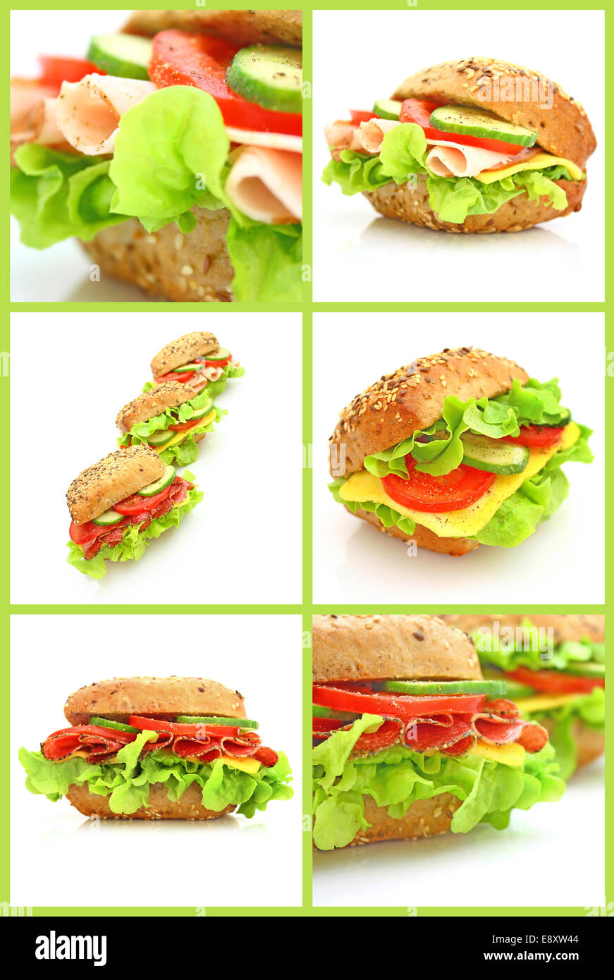 Collage with various fresh sandwiches Stock Photo - Alamy
