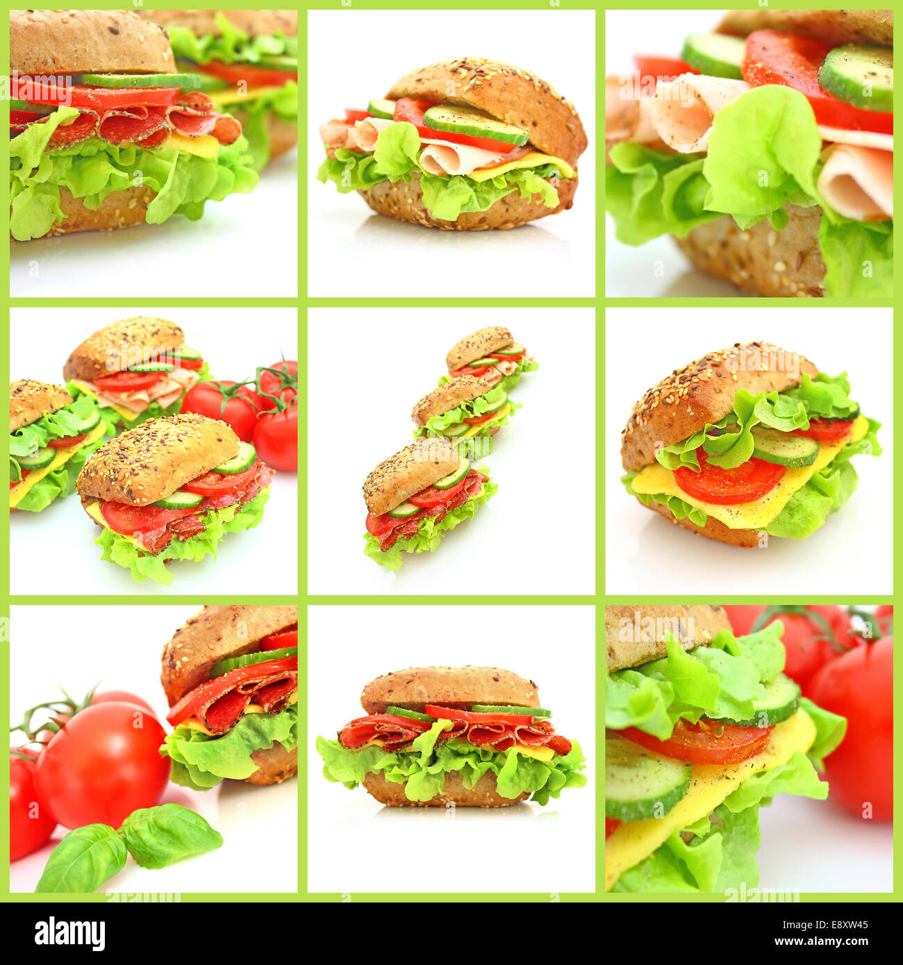 Collage with various fresh sandwiches Stock Photo - Alamy