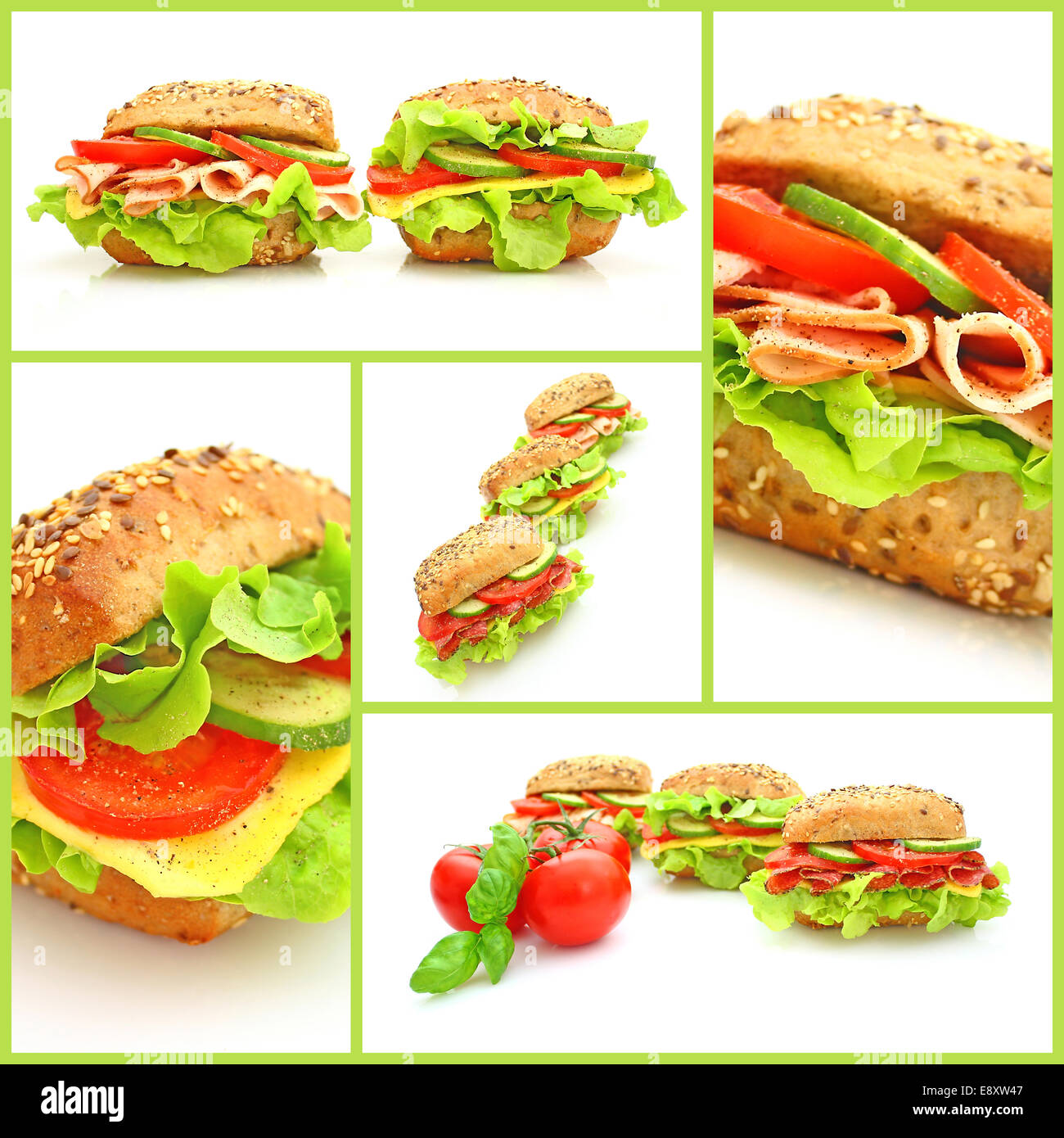 Collage with various fresh sandwiches Stock Photo - Alamy