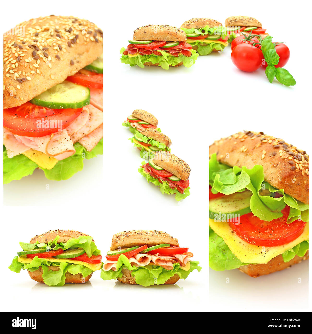 Collage with various fresh sandwiches Stock Photo - Alamy