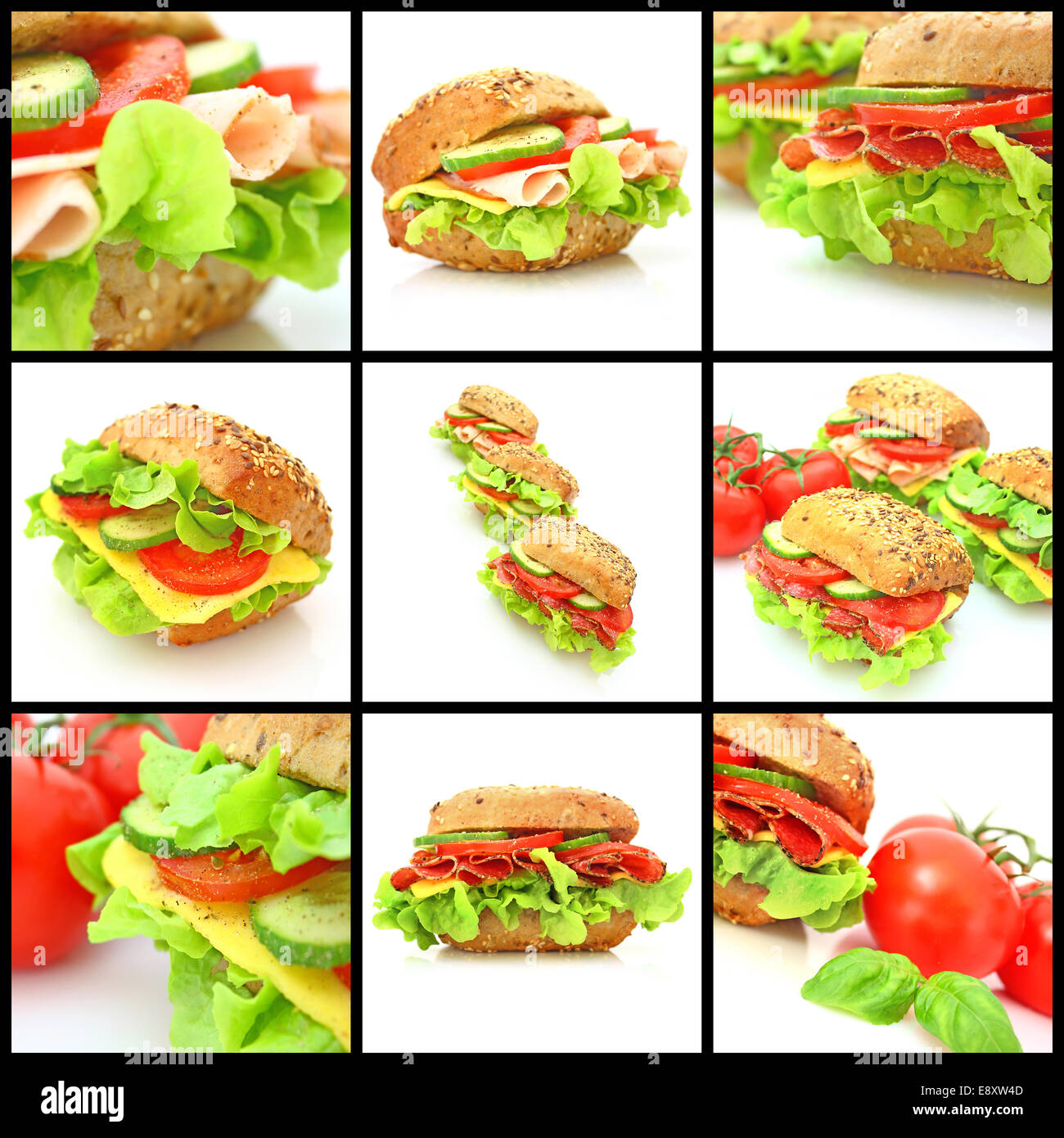 Collage with various fresh sandwiches Stock Photo - Alamy