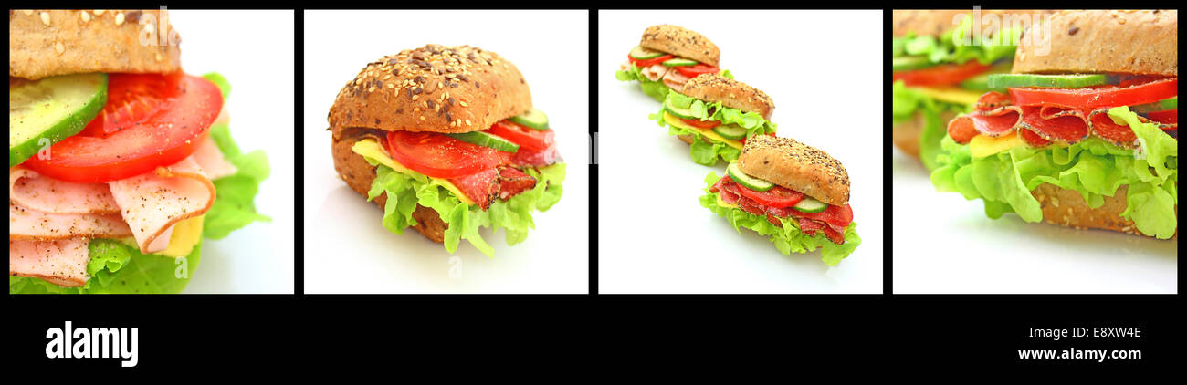 Collage with various fresh sandwiches Stock Photo - Alamy