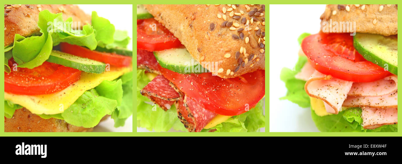 Collage with various fresh sandwiches Stock Photo - Alamy