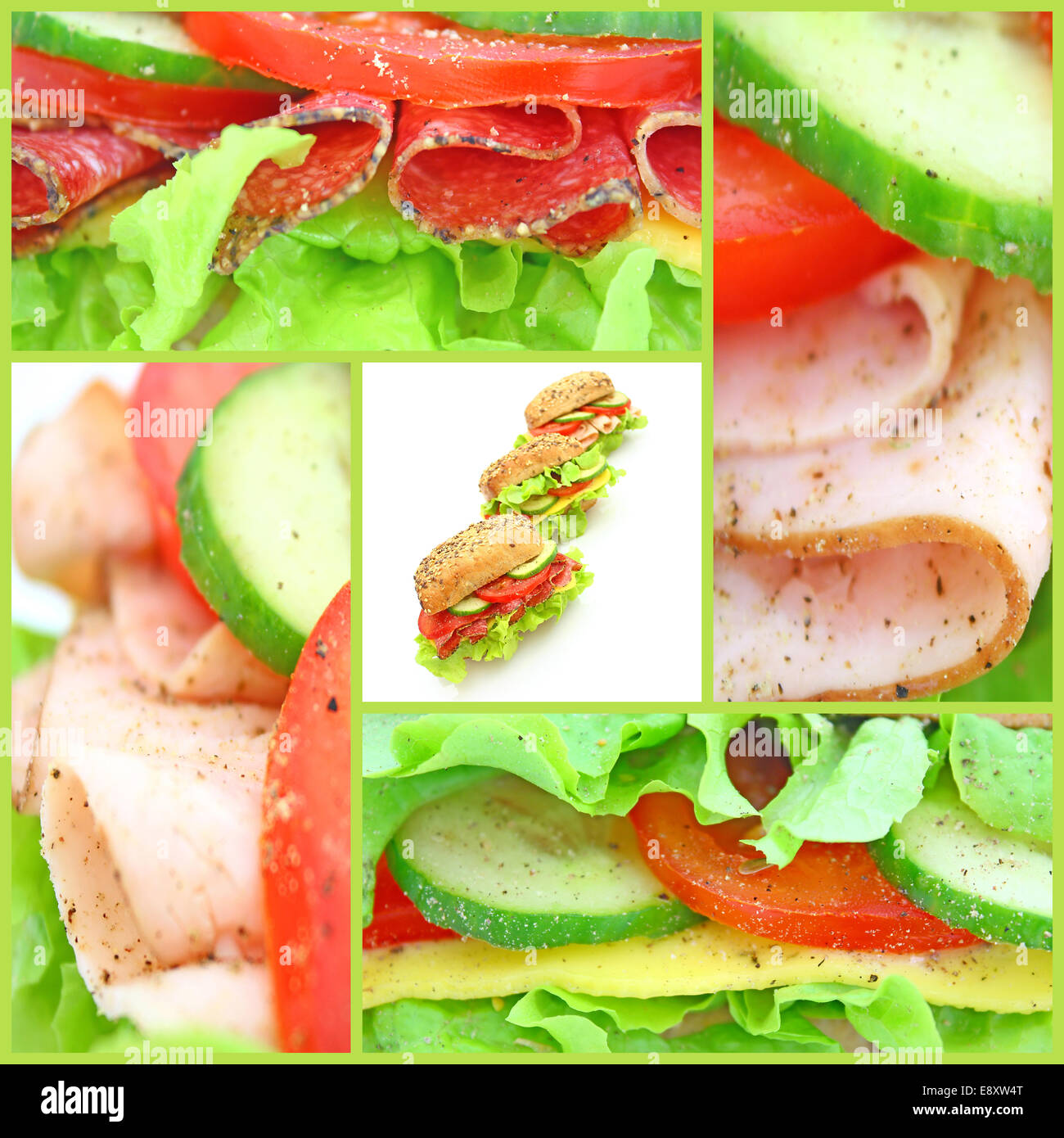 Collage with various fresh sandwiches Stock Photo - Alamy