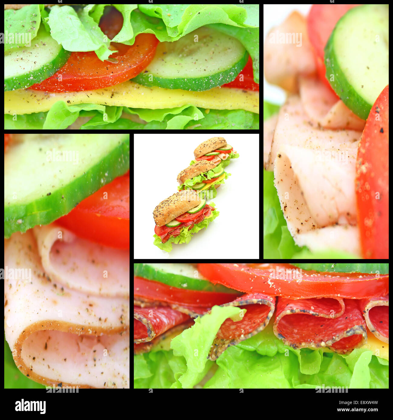 Collage with various fresh sandwiches Stock Photo - Alamy