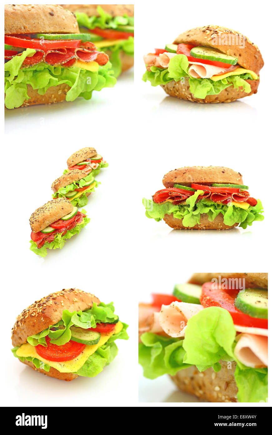 Collage with various fresh sandwiches Stock Photo - Alamy