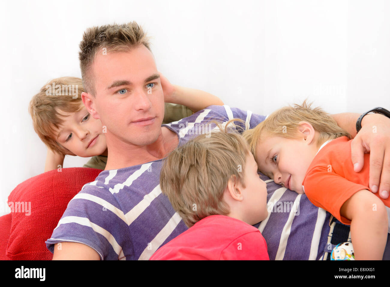 Laughing dad with kids hi-res stock photography and images - Alamy