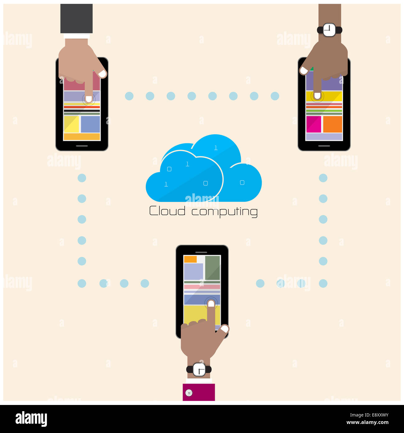 Flat Cloud Technology Computing Background Concept Data Storage Network Server Internet