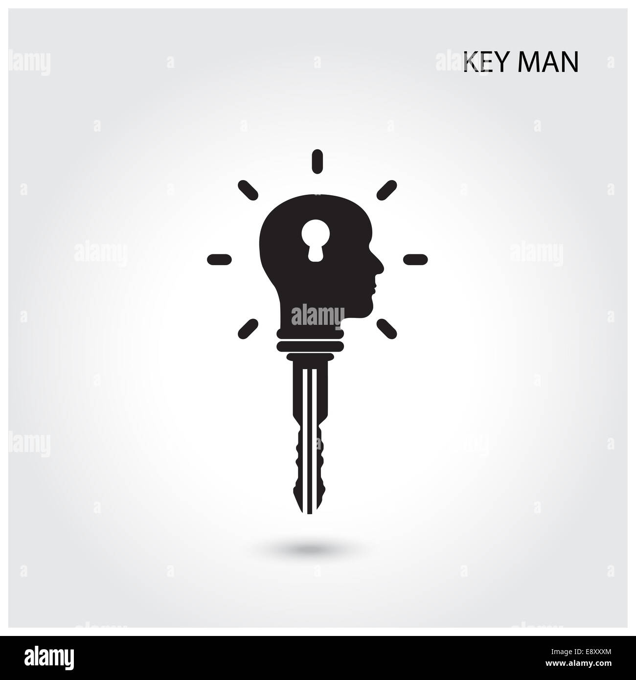 Creative silhouette head idea concept with key symbol,design for poster ...