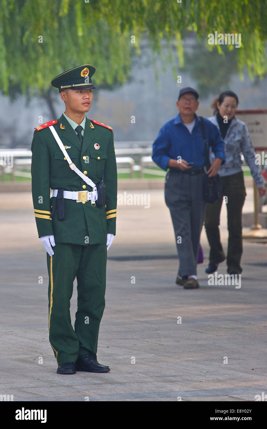Young Chinese Soldier Guarding Tiananmen Square, Beijing, China Stock ...