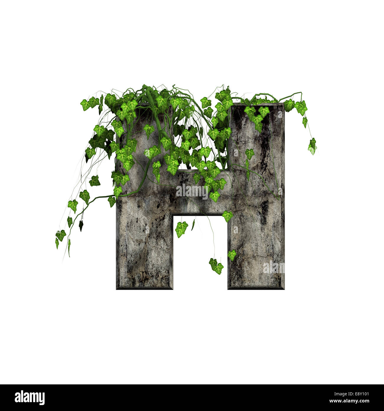 green ivy on 3d stone letter Stock Photo - Alamy